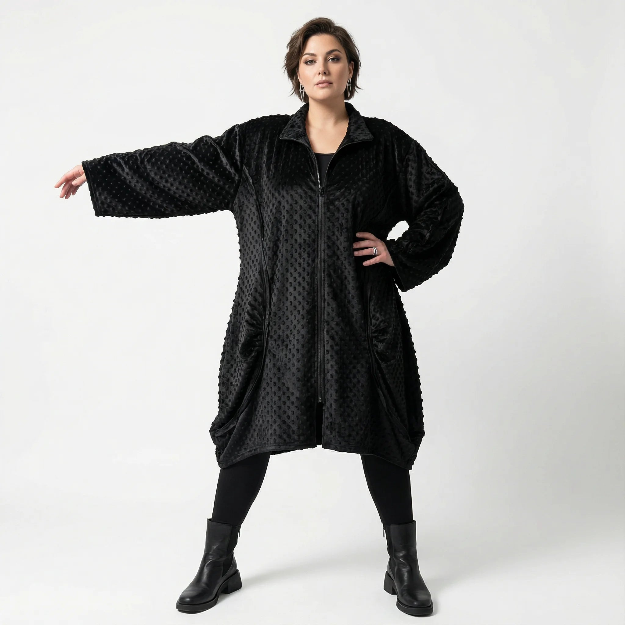 Ballonmantel von AKH Premium aus Materialmix, P1030.7179, Schwarz, Pun ...