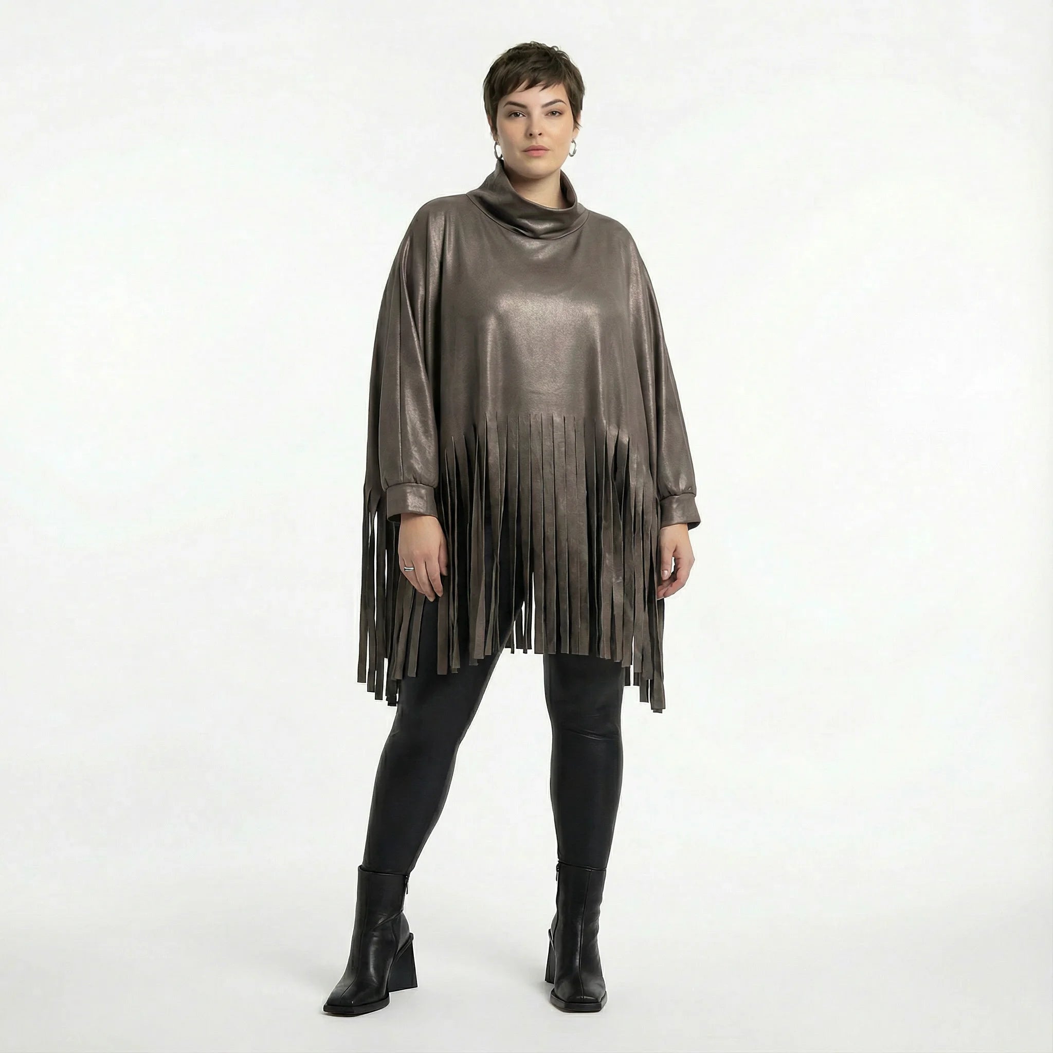 AKH Premium Bigshirt in kastiger Form, aus Materialmix, P1027.7182, Br ...